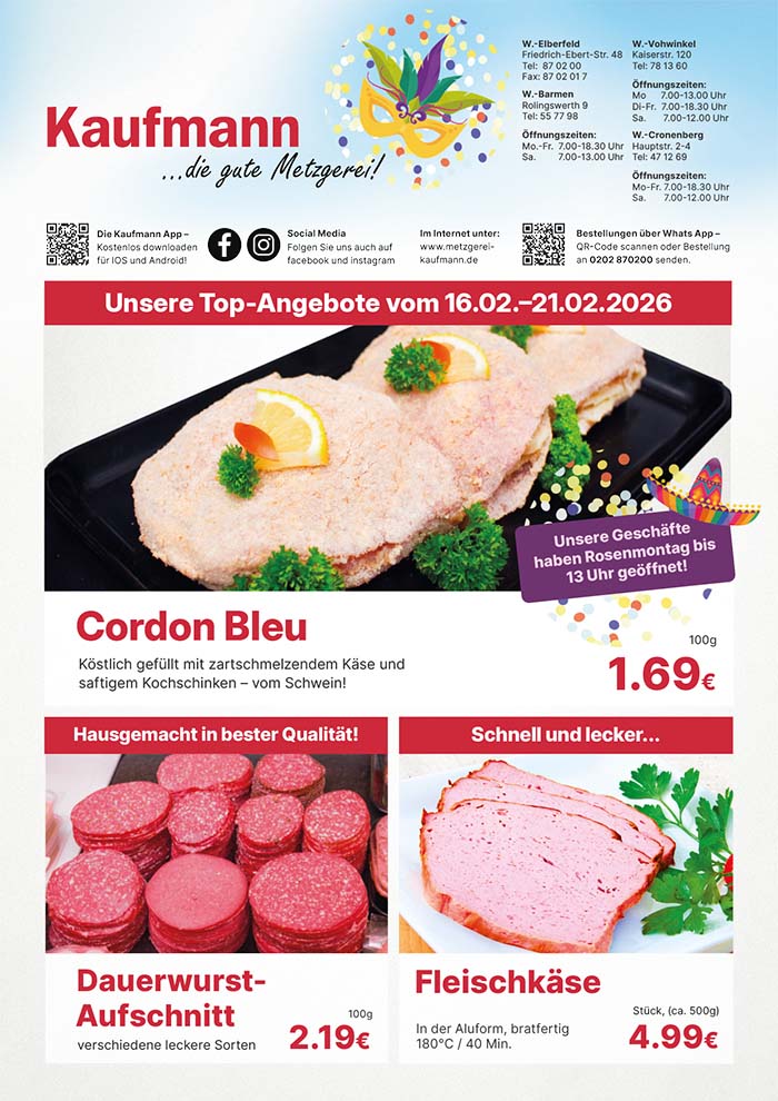 Metzgerei Kaufmann Wuppertal Angebote Der Woche